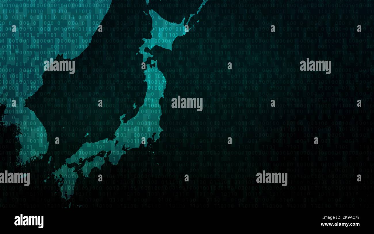 Digital world map concept illustration ( Japan and East Asia Stock ...