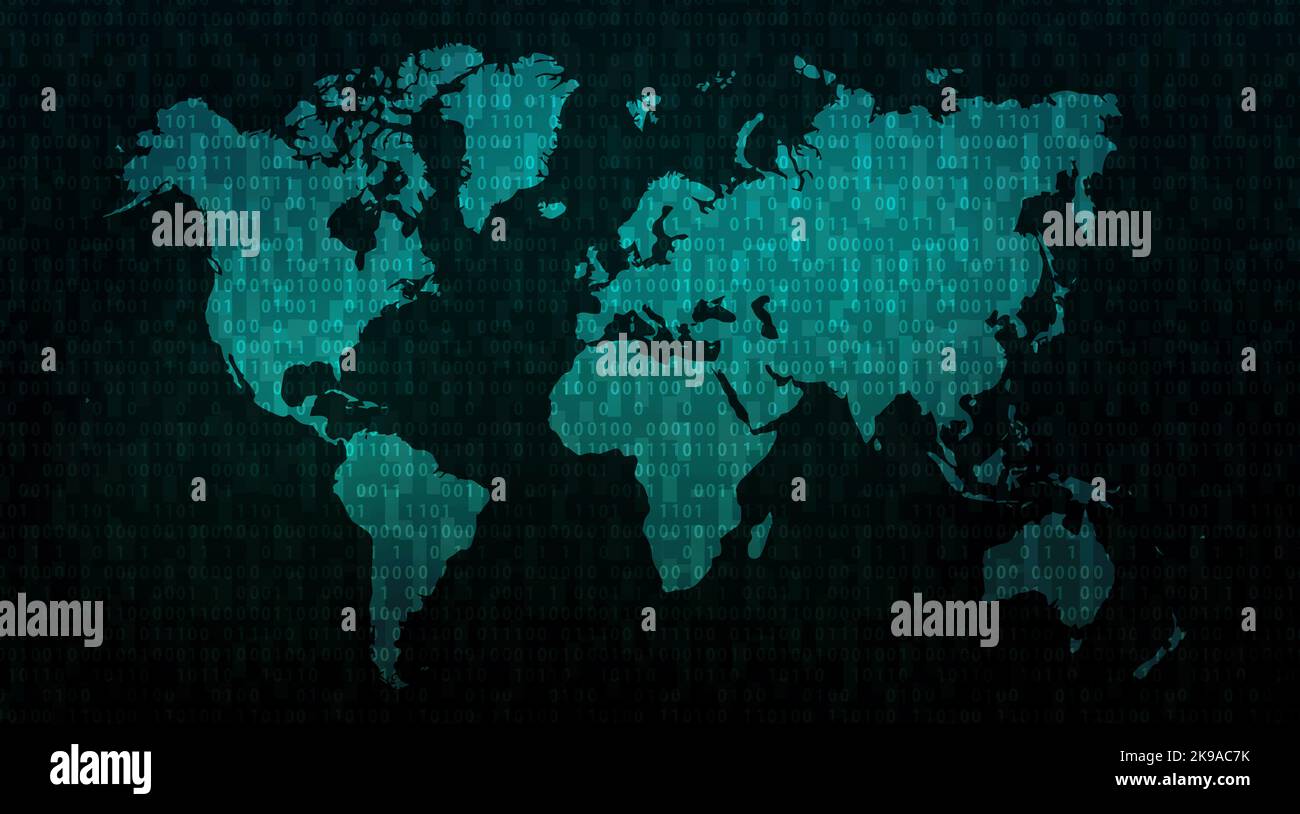 Digital world map concept illustration Stock Photo - Alamy