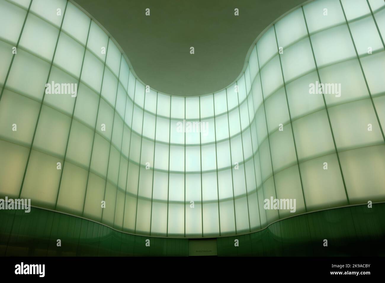 wavy abstract modern stained glass window in futuristic building Stock ...