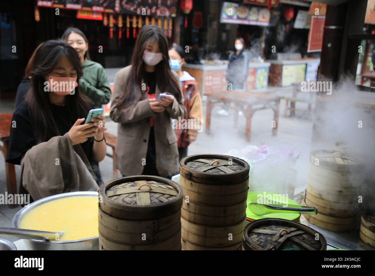 The food street of Dongyi Town, Rizhao City, east China's Shandong ...