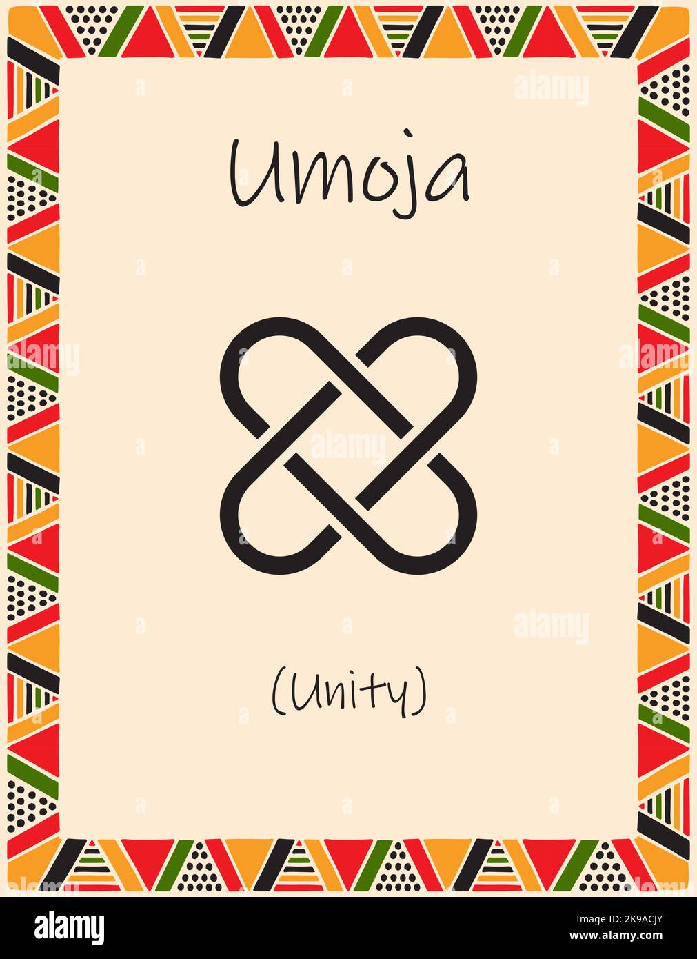 A card with one of the Kwanzaa principles. Symbol Umoja means Unity in ...