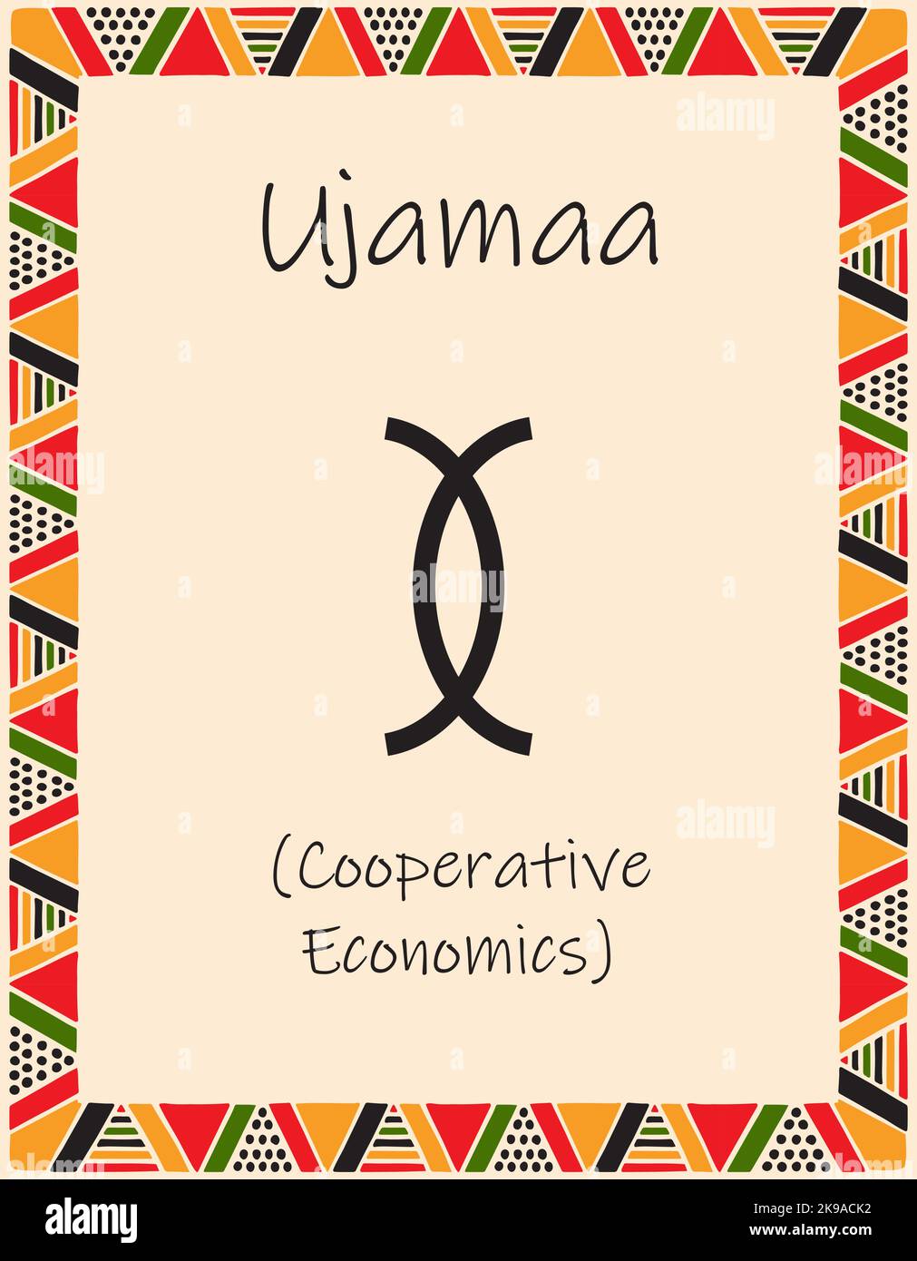 A card with one of the Kwanzaa principles. Symbol Ujamaa means ...
