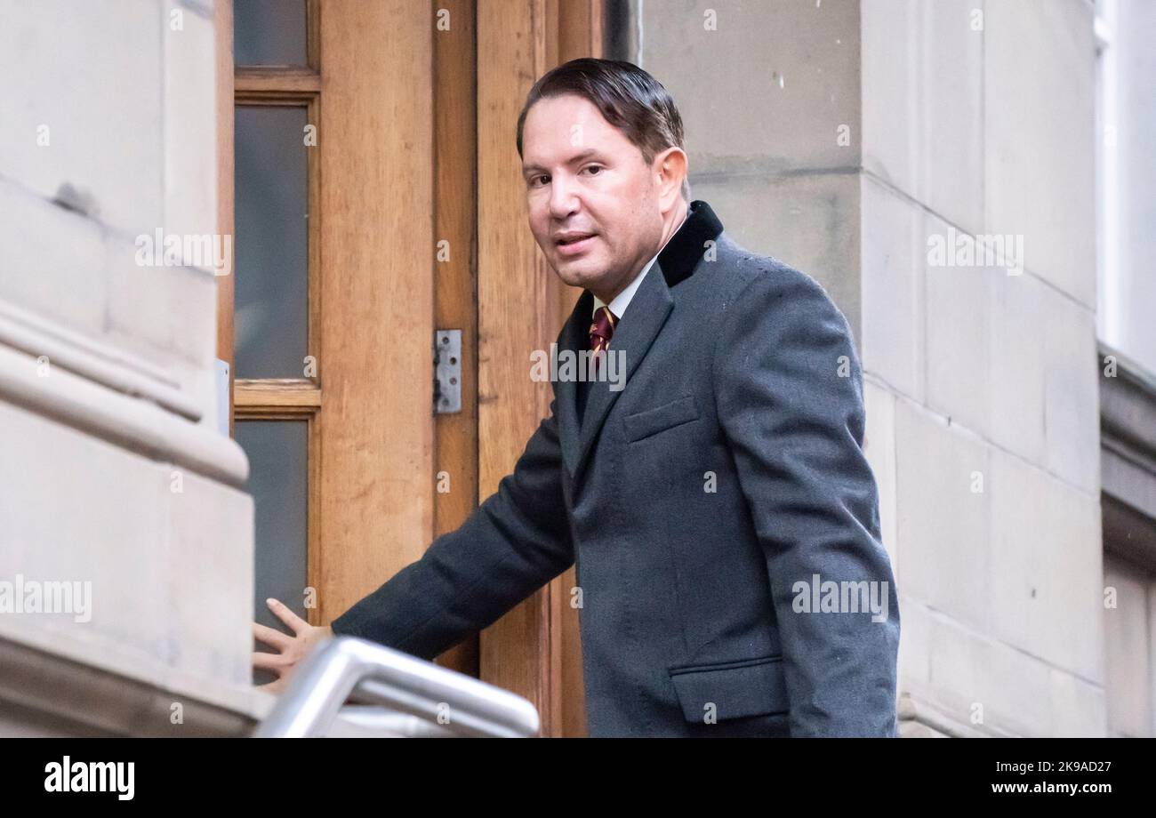 Socialite James Stunt arrives at Leeds Cloth Hall Court where he is one ...