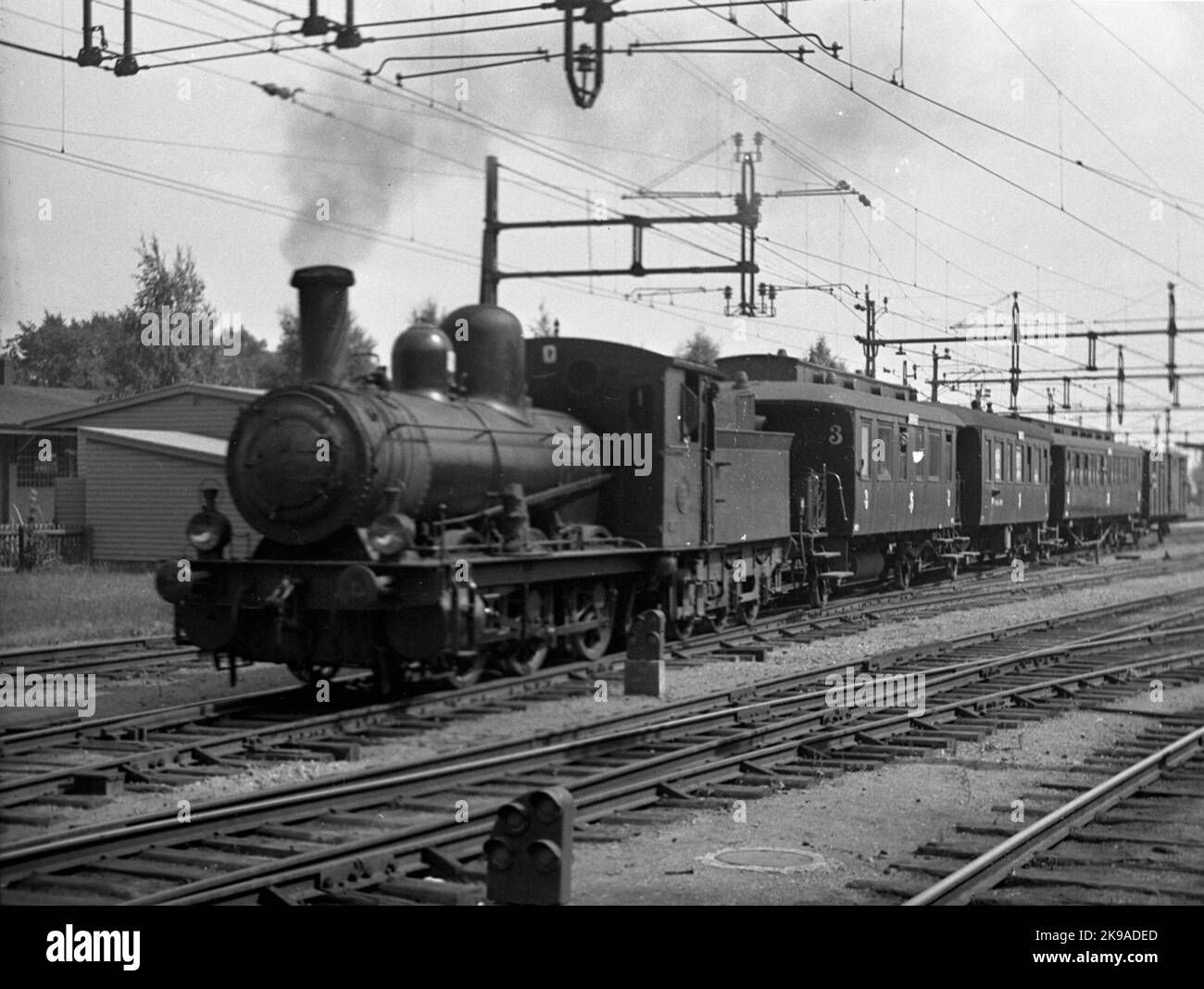 The State Railways, Sjka 521 with passenger train to Enköping. The ...