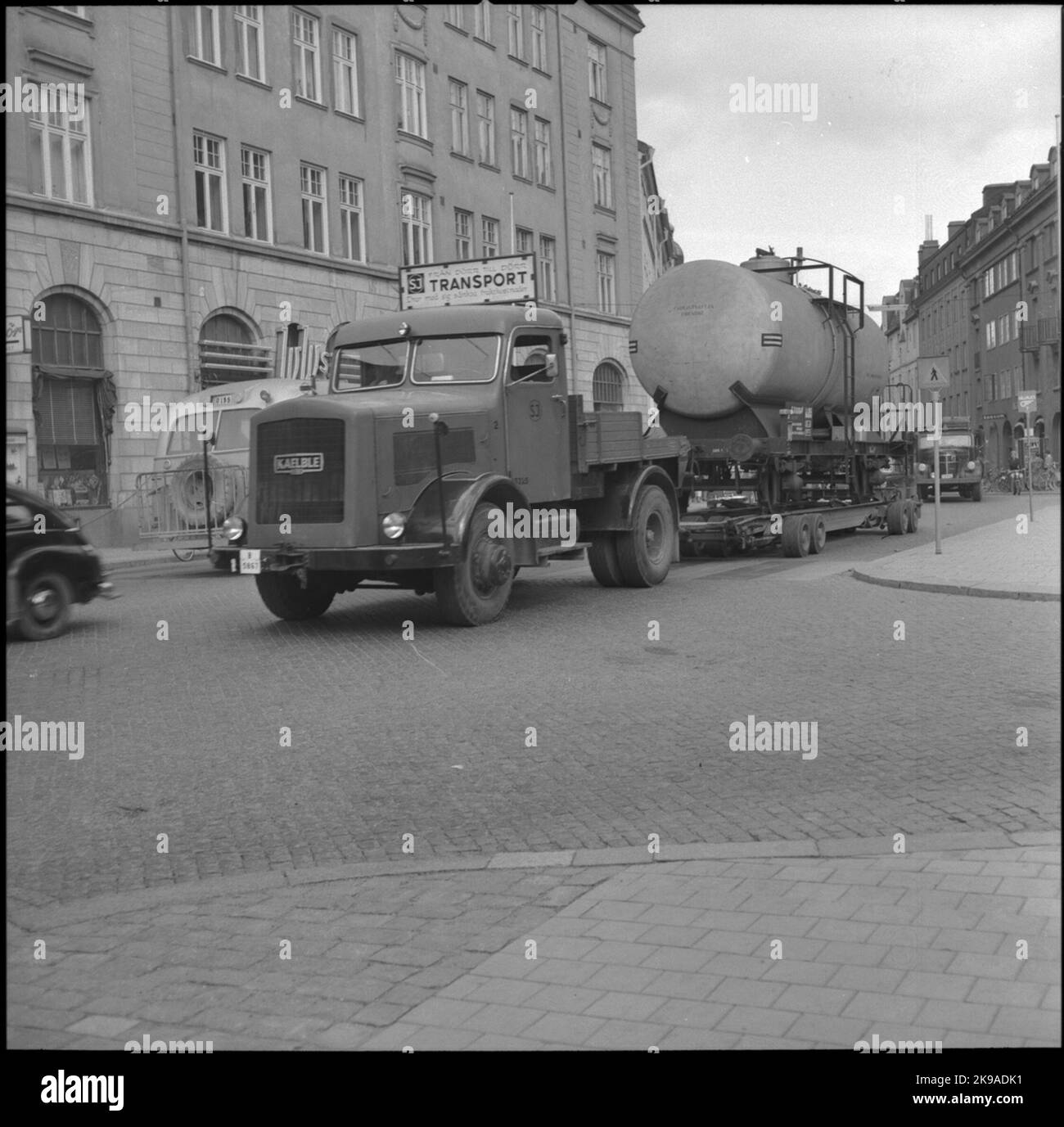 Kaelble truck with wagon bear loaded with tank car SJ Q12 506064 Stock ...