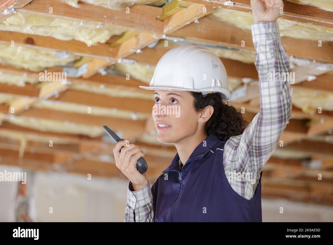 Employee using walkie talkie hi-res stock photography and images - Alamy