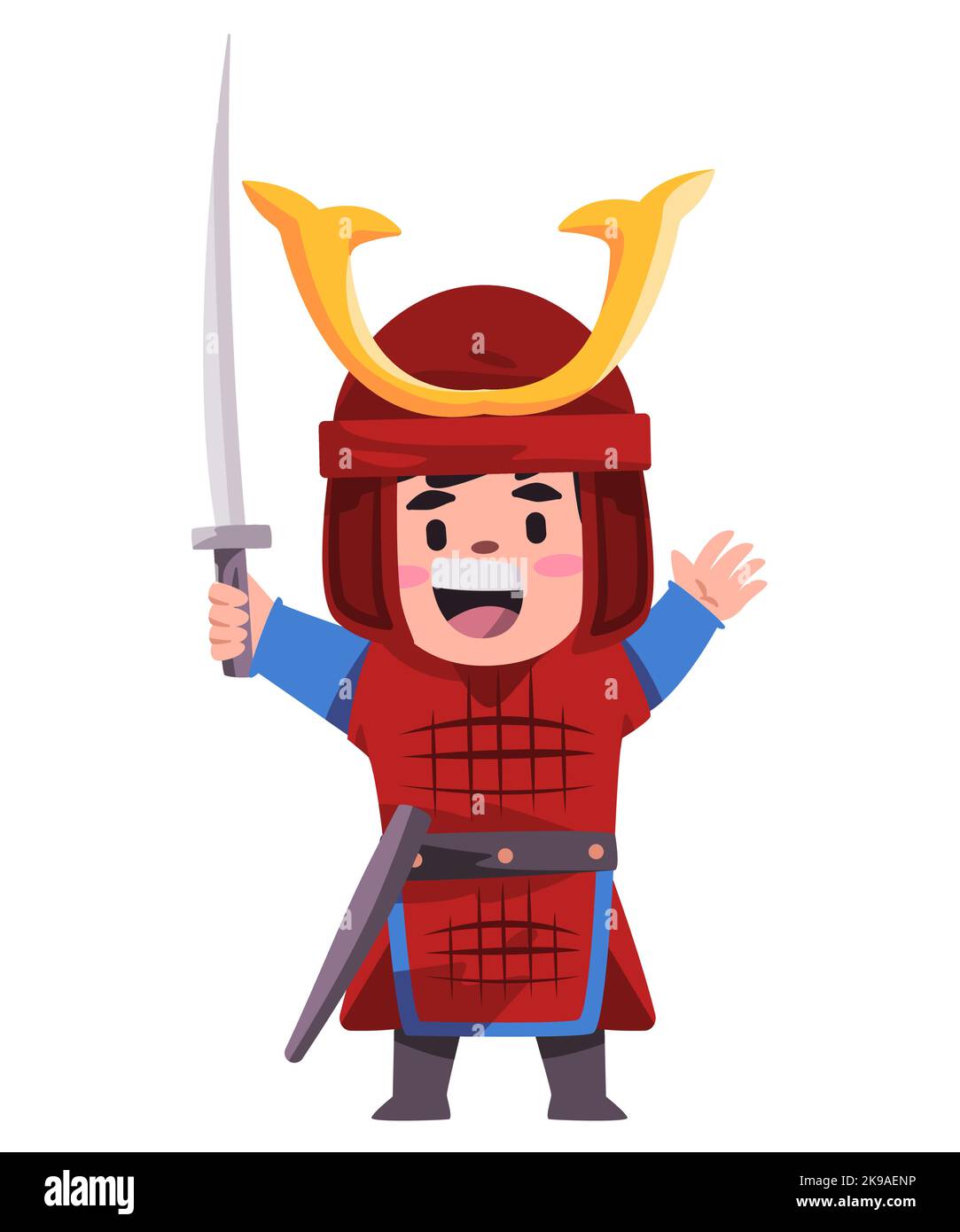 Samurai japanese warior with read armor helment and katana sword Japan ...