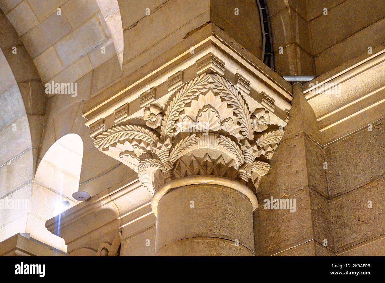 Column capital. Interior architecture of the religious building ...