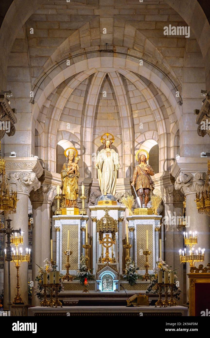 Altar below an architectural dome. Interior architecture of the ...