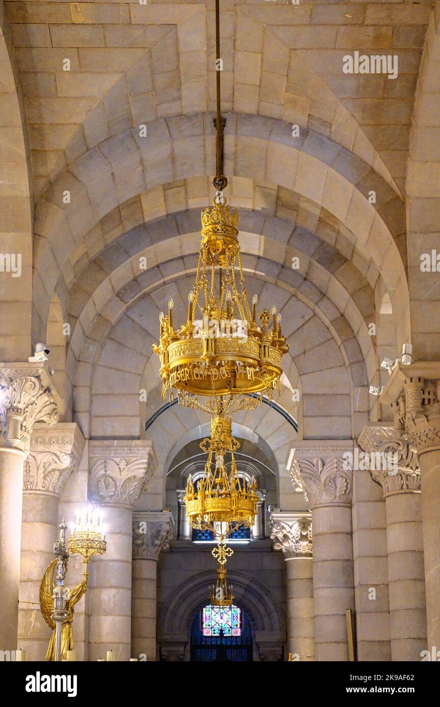 Electric lamps. Interior architecture of the religious building ...
