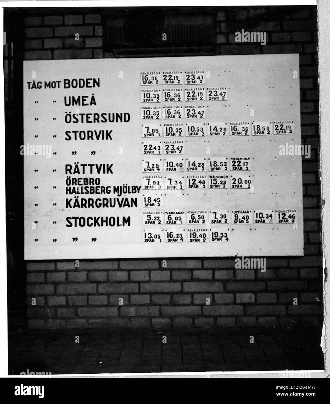 Timetable at Avesta Krylbo station Stock Photo - Alamy