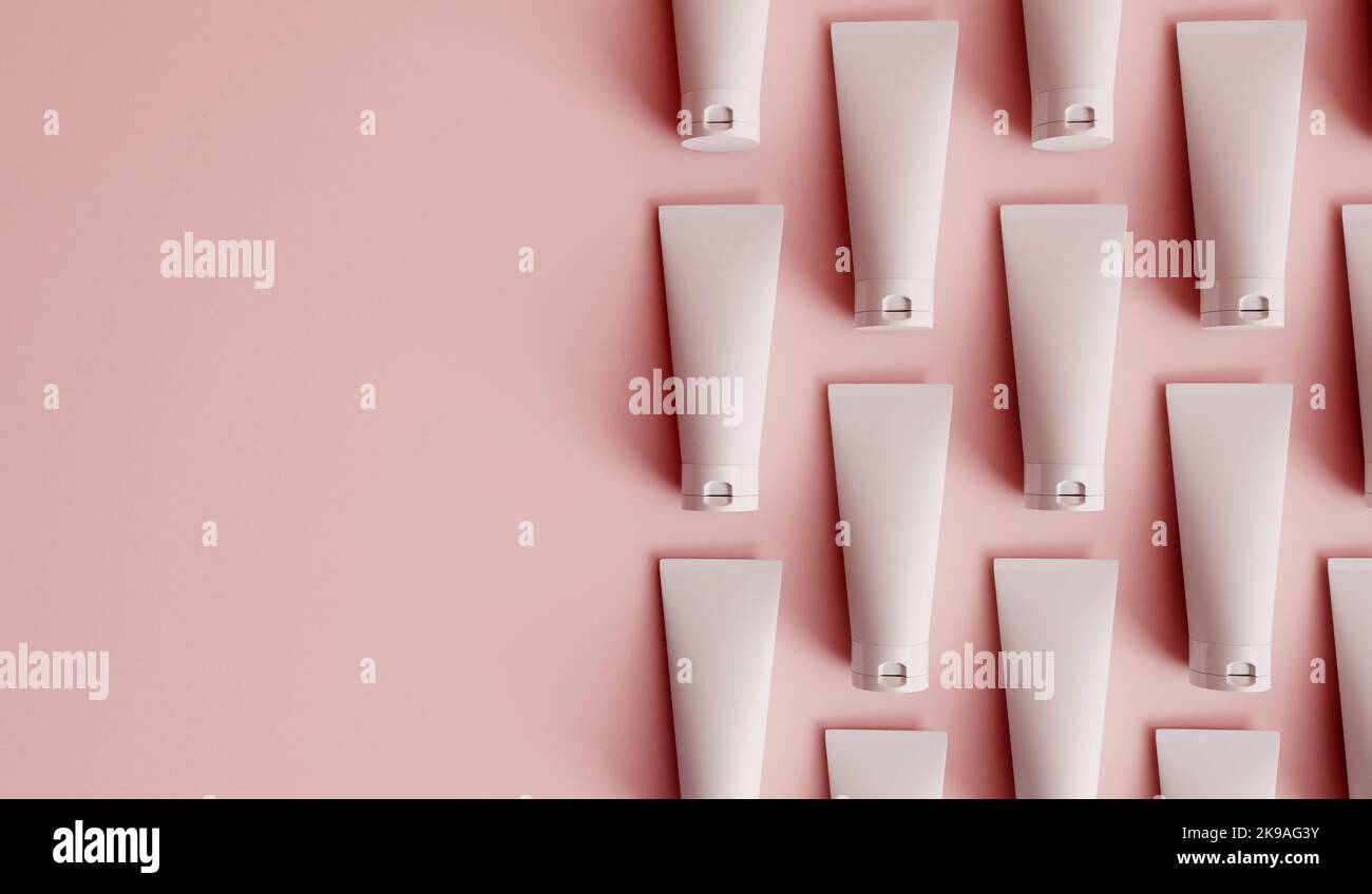 Cosmetic tube product mock up. Multiple product background display. 3D ...