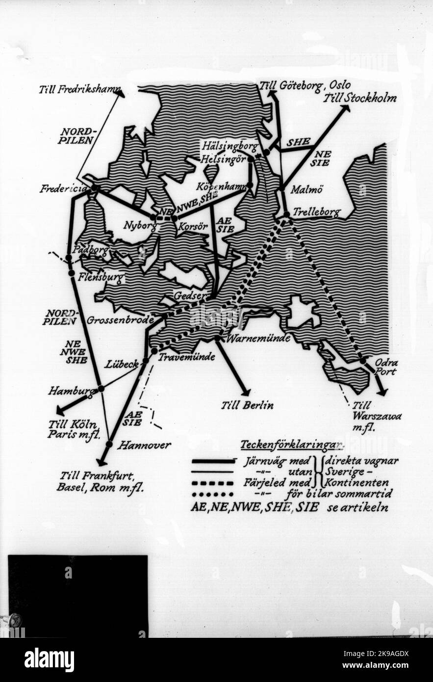 Map of State Railways, SJ Foreign Associations Stock Photo - Alamy