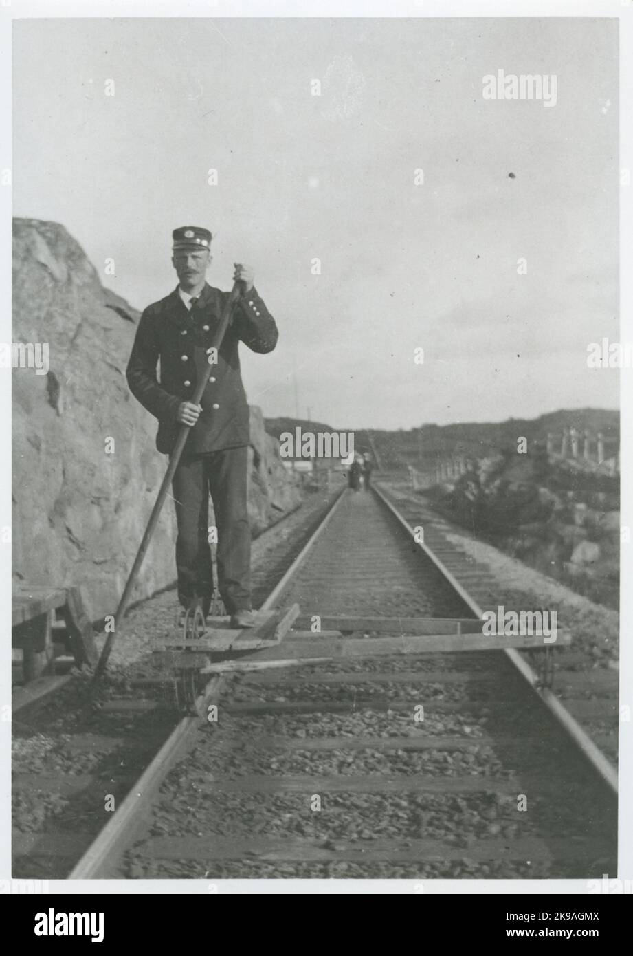 Track guard Bergstrand at Dressin at Brottkärr's stop Stock Photo - Alamy