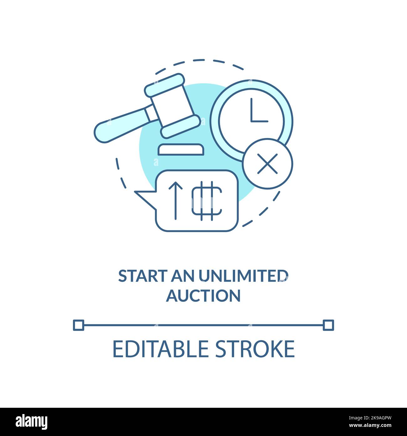 Start an unlimited auction turquoise concept icon Stock Vector Image ...
