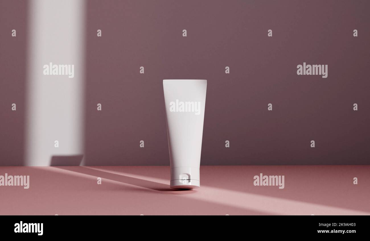 Cosmetic beauty product packaging template. White tube with dramatic ...