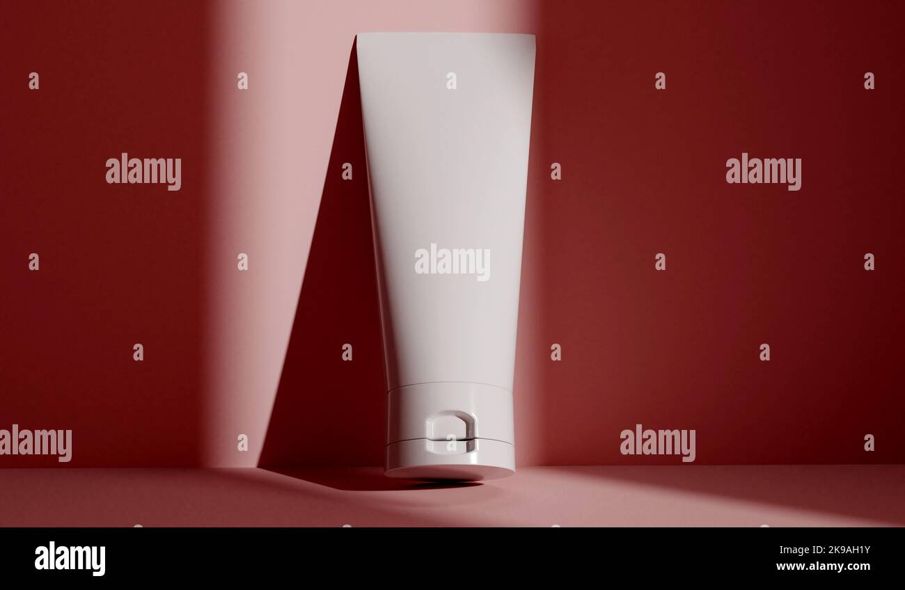 Cosmetic beauty product packaging template. White tube with dramatic ...