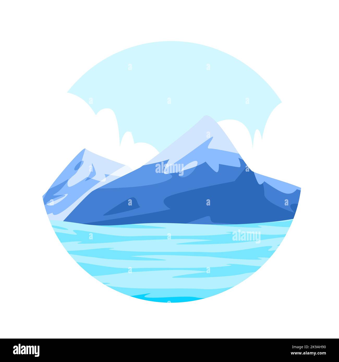 Blue ocean wave with ice mountain blue iceberg glacier illustration ...