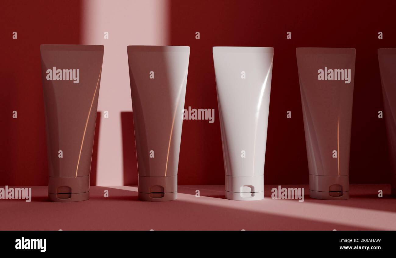 Cosmetic beauty product packaging template. White tube with dramatic ...