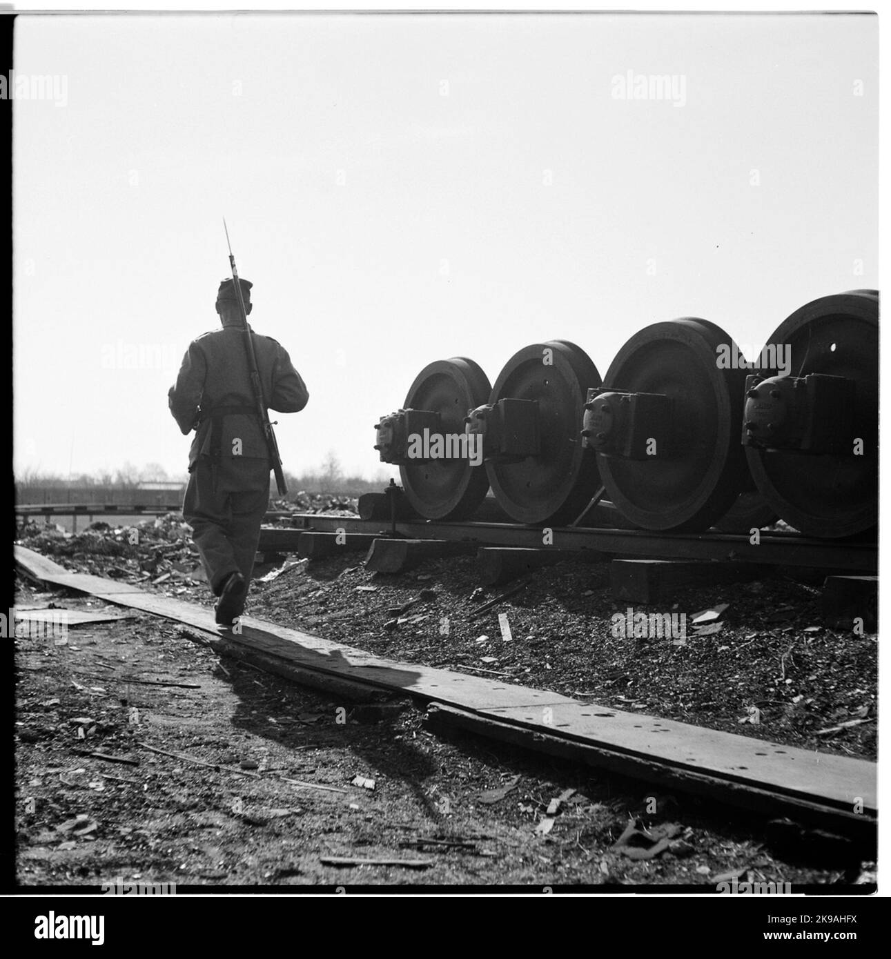 Military guard at the railway Stock Photo - Alamy