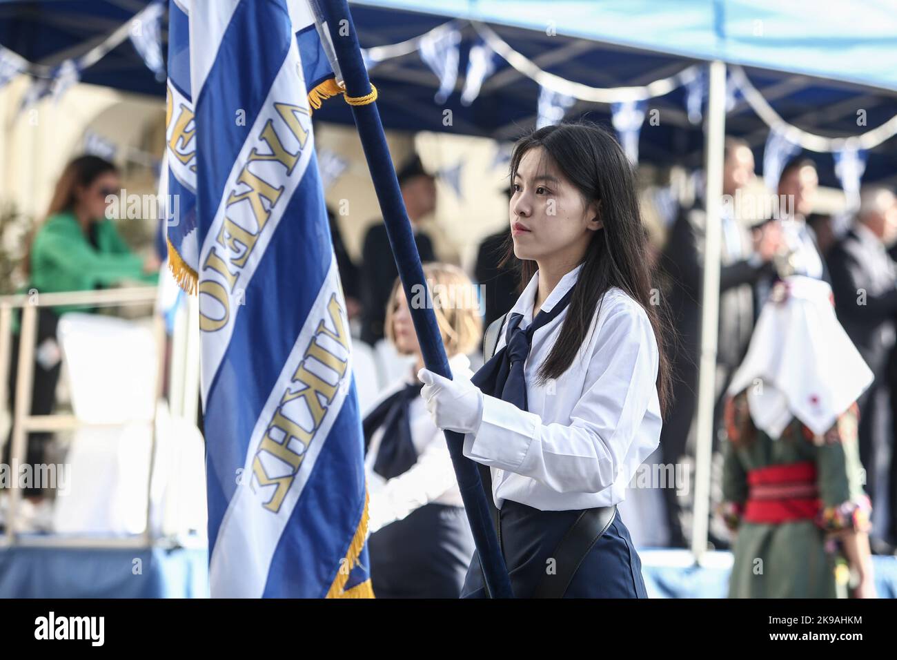 Thessaloniki, Greece. 27th Oct, 2022. Students parade at the center of ...
