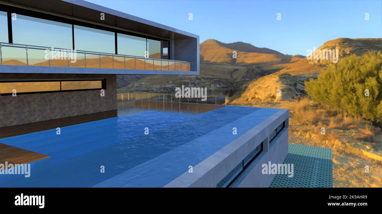 Rooftop pool on the terrace of mountains house Stock Photo - Alamy
