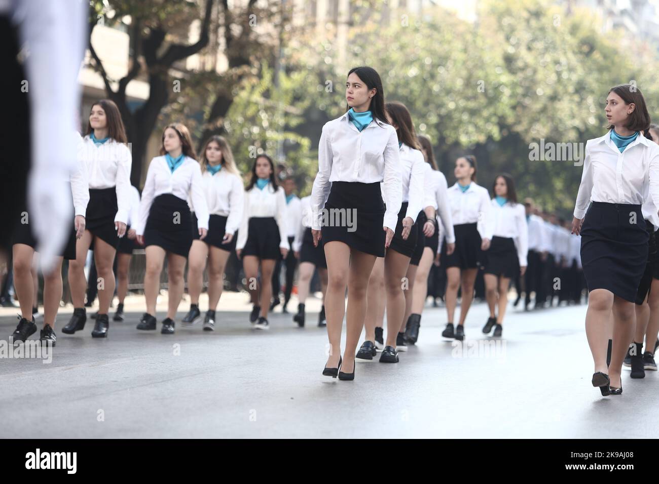 Thessaloniki, Greece. 27th Oct, 2022. Students parade at the center of ...