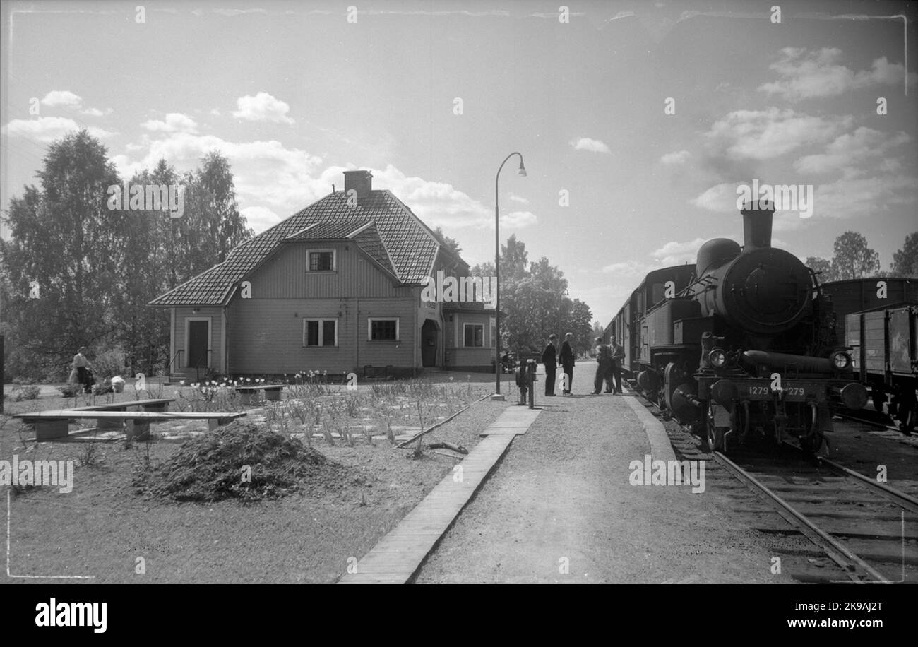 The State Railways, SJ S 1279 with passenger train at the station ...