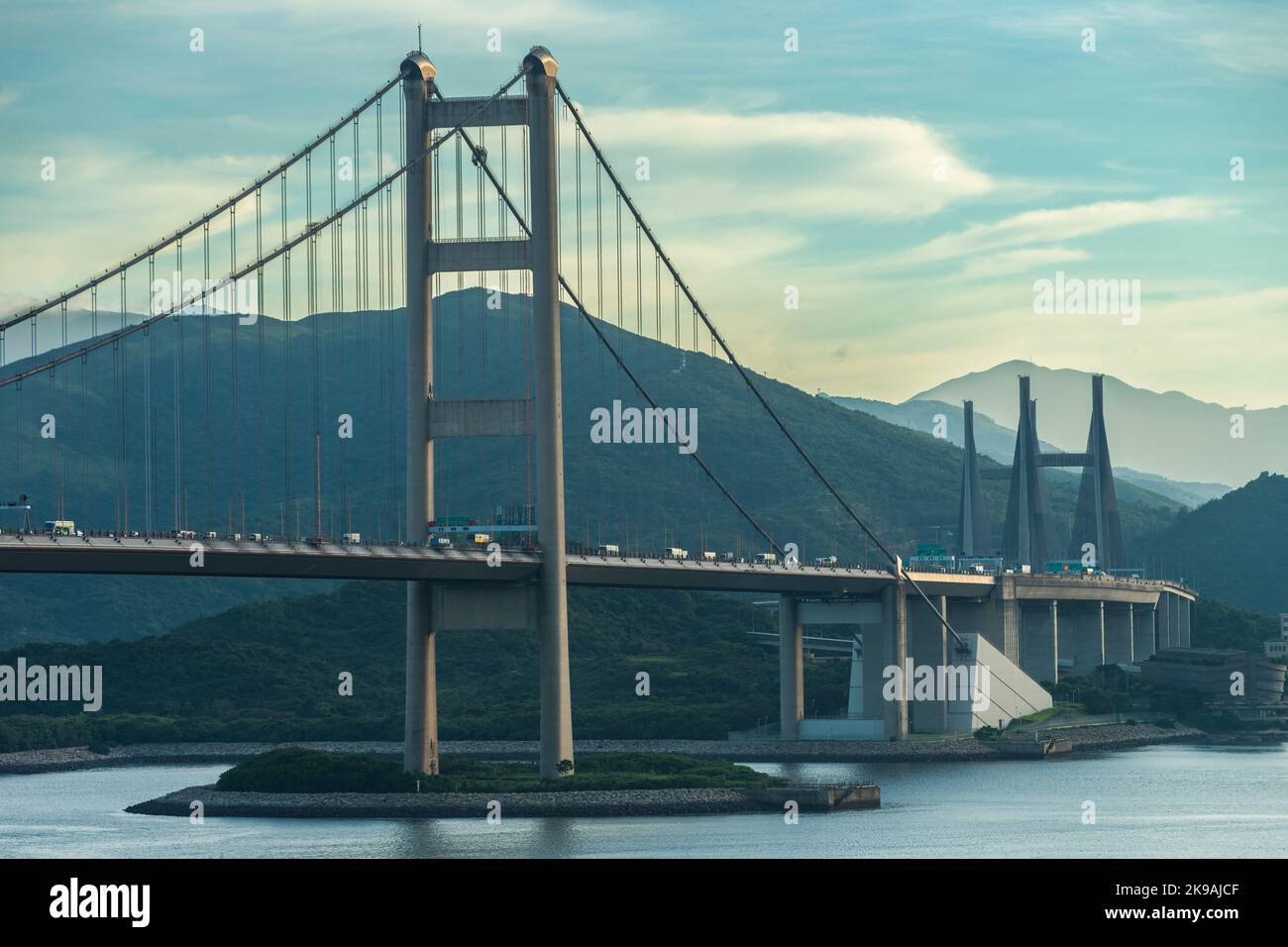 The Tsing Ma and Kap Shui Mun Bridges connect Tsing Yi and Lantau ...