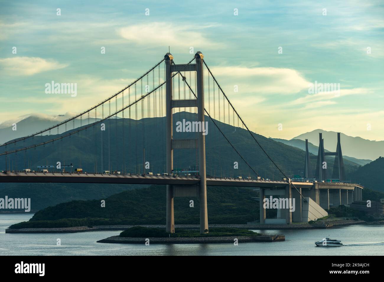 The Tsing Ma and Kap Shui Mun Bridges connect Tsing Yi and Lantau ...