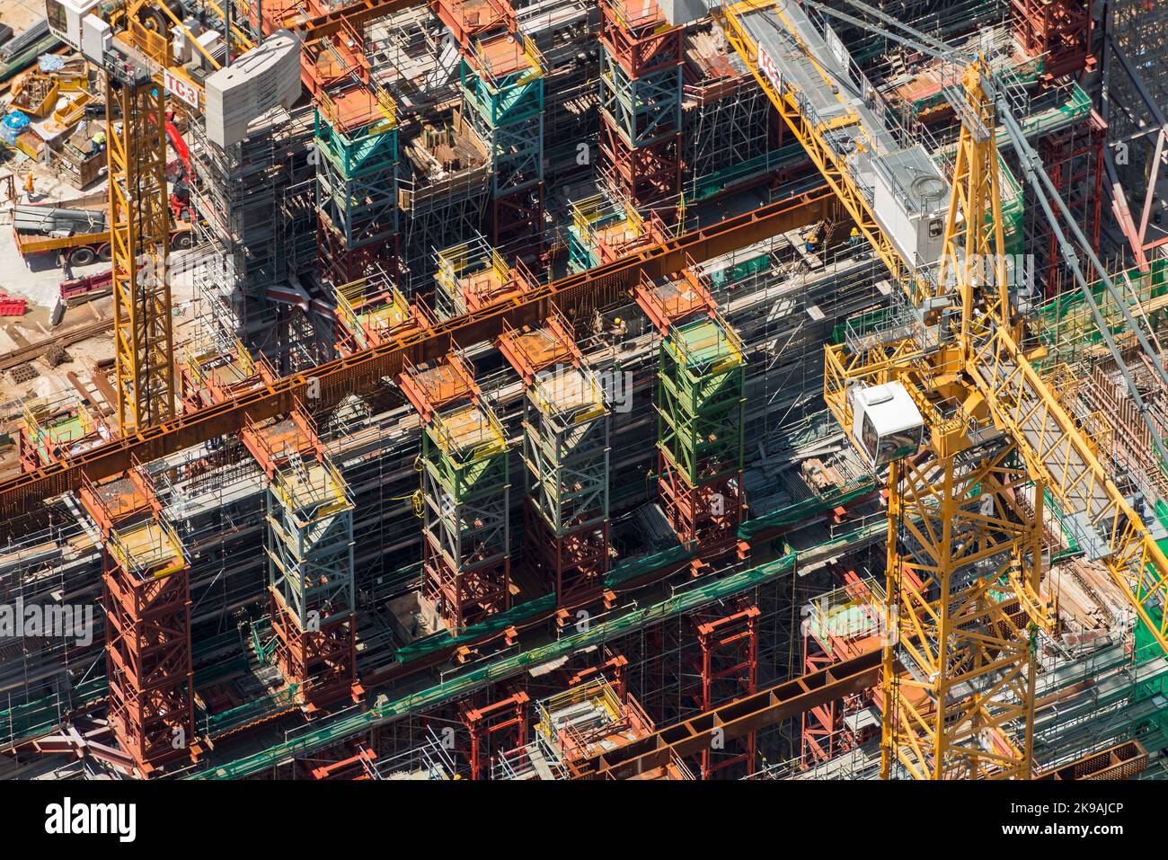 Aerial view of the M+ museum of visual culture, in the West Kowloon ...