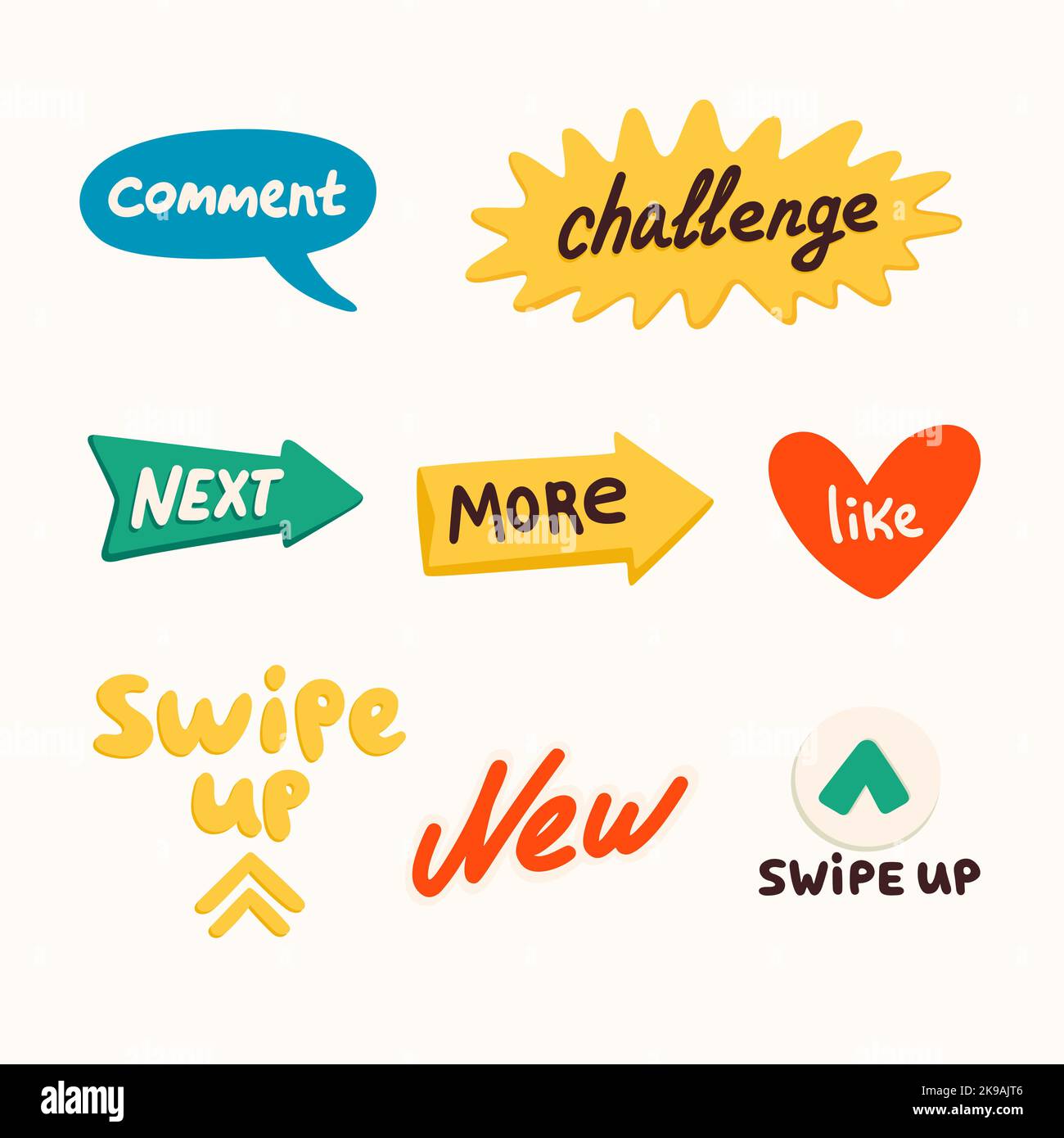 Social media stickers, challenge, new, swipe etc. Making a blog or vlog ...