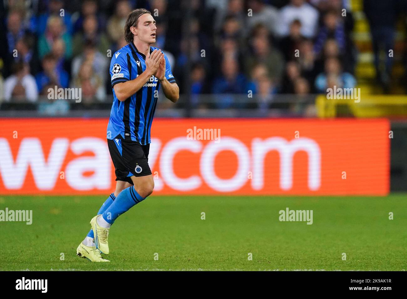 BRUGES, BELGIUM - OCTOBER 26: Casper Nielsen of Club Brugge KV applauds for the fans during the ...
