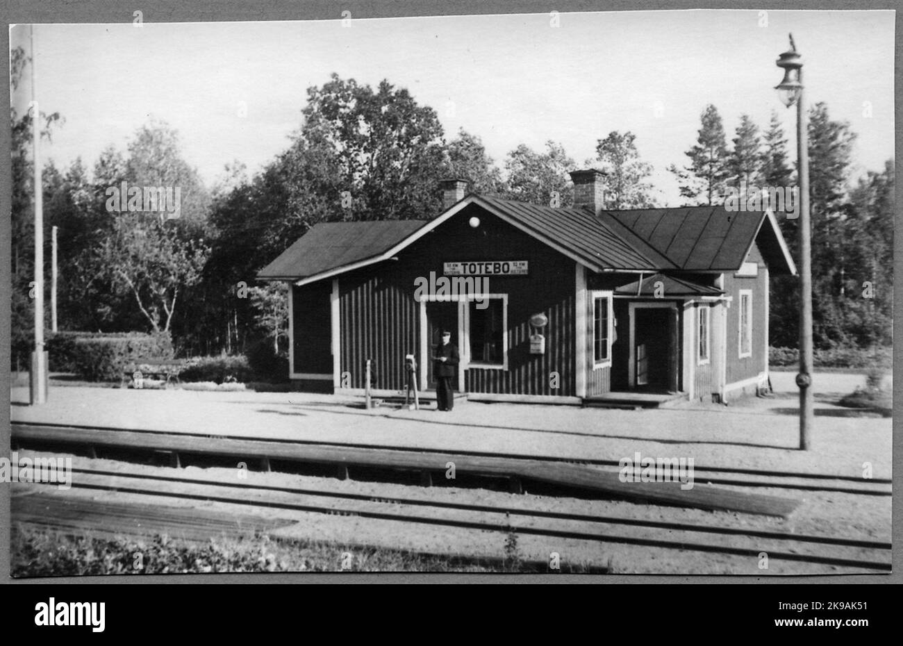Totebo station with station master Svensson Stock Photo - Alamy