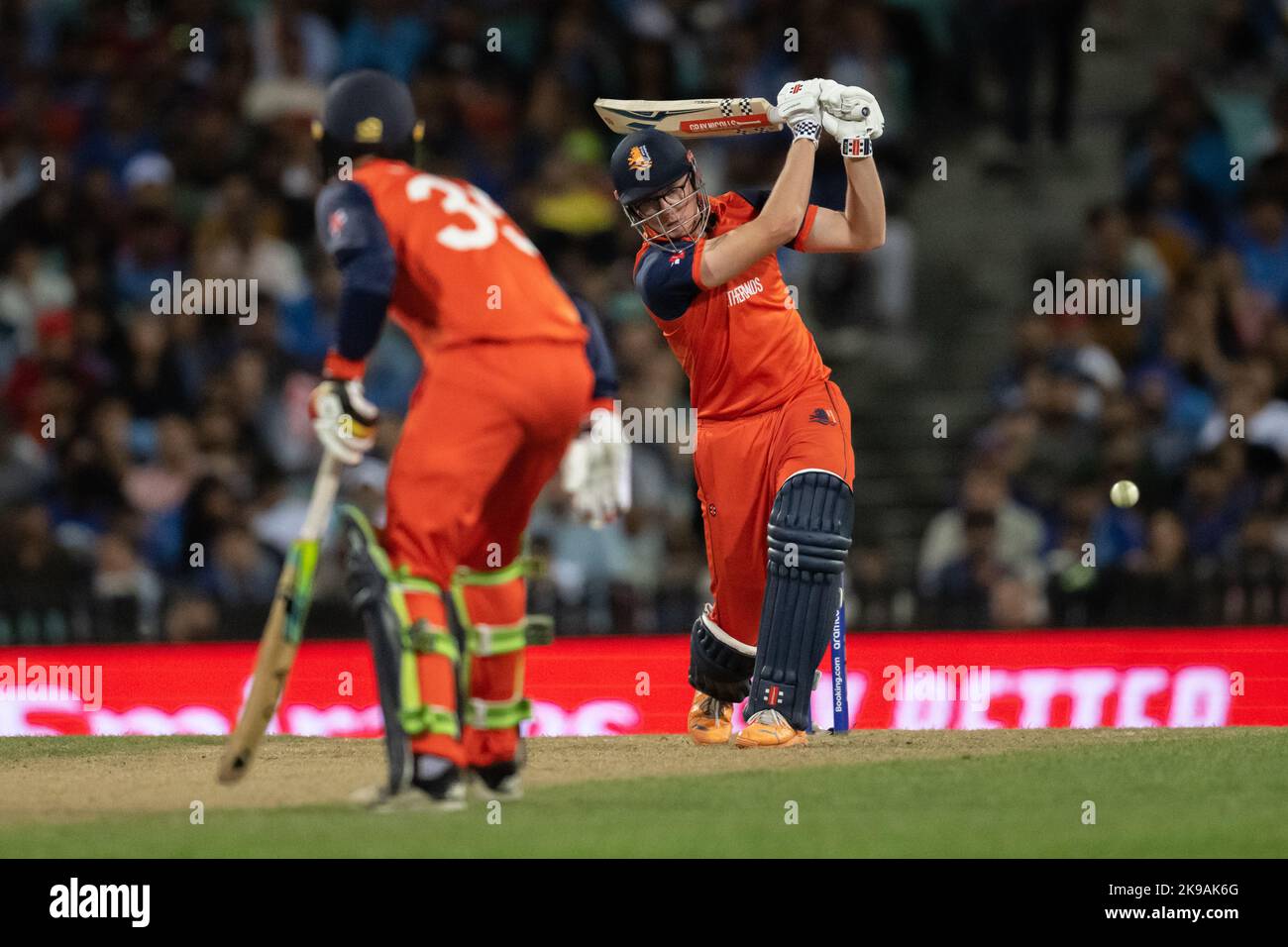 Sydney, Australia. October 27, 2022 , Tim Pringle of Netherlands bats ...