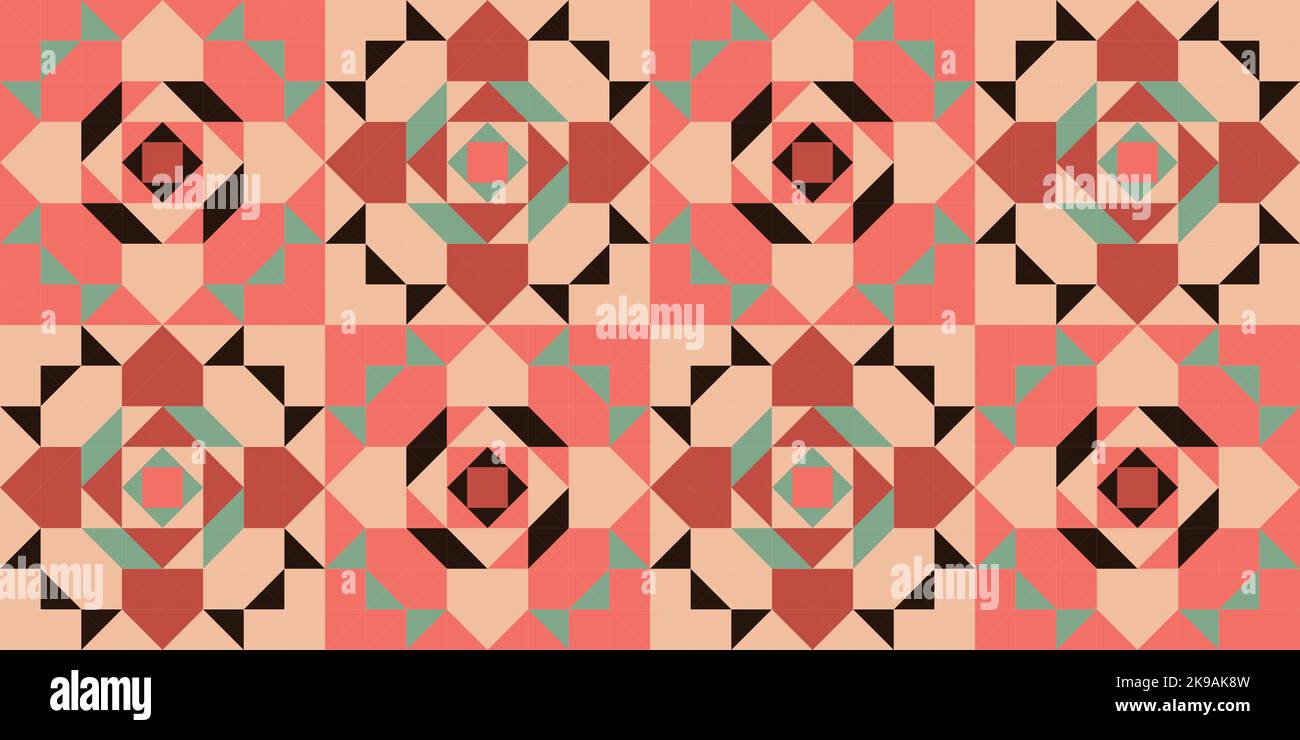 Abstract geometric barn quilt seamless pattern. Patchwork design ...