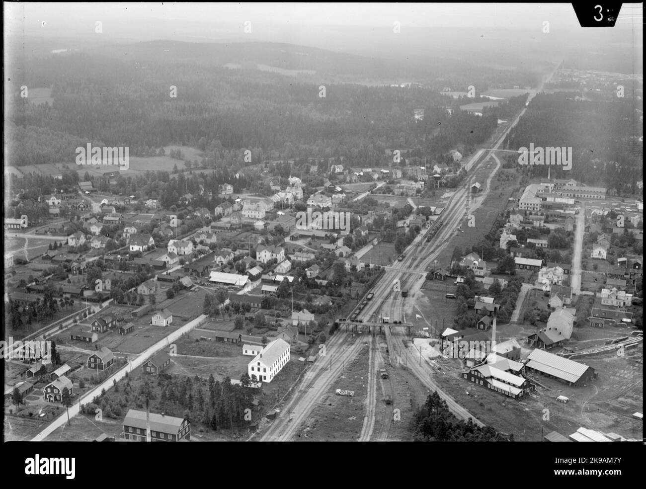Flight view over Vaggeryd station and its surroundings in 1933 Stock ...