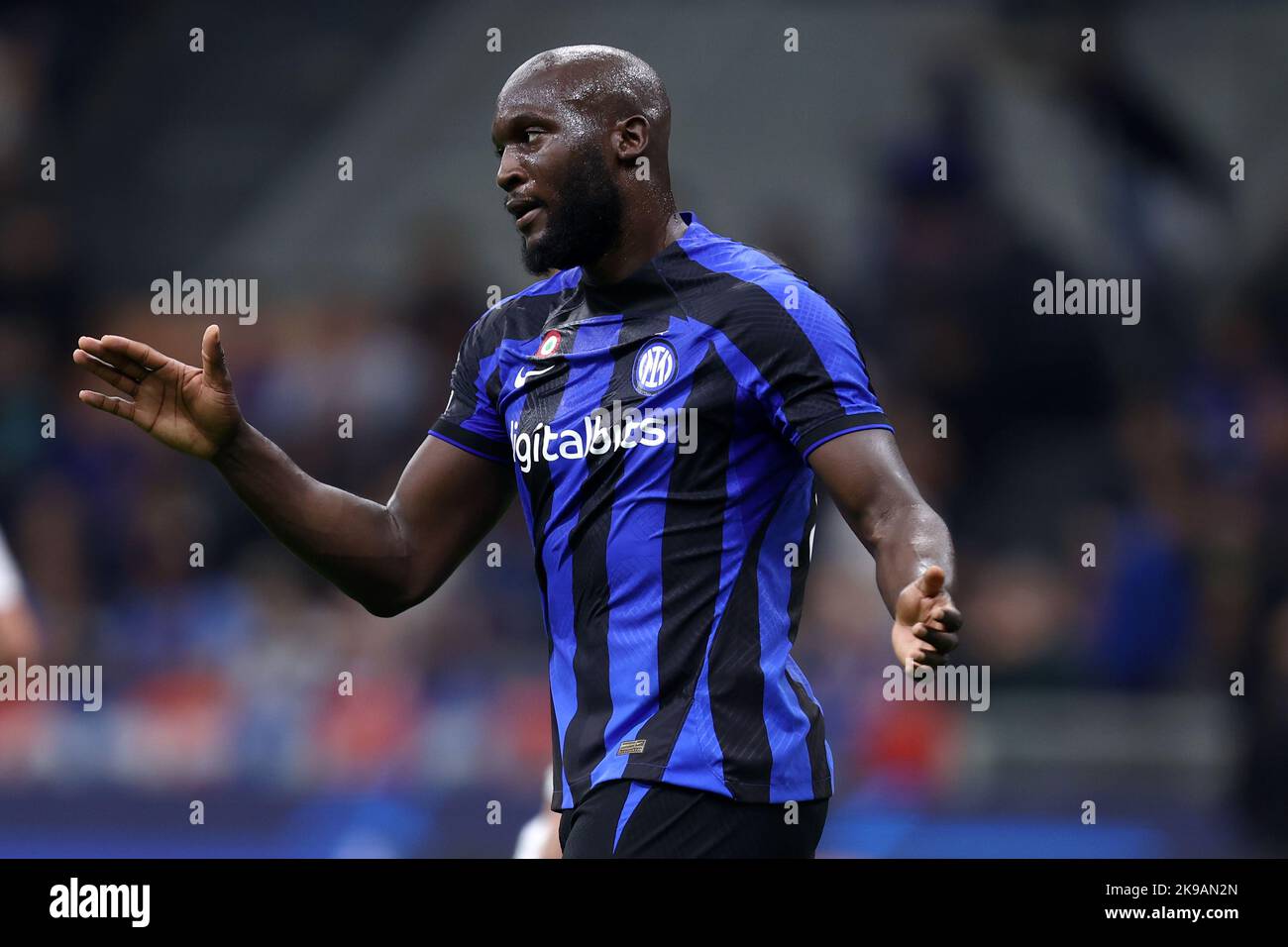 Romelu Lukaku of Fc Internazionale gestures during the Uefa Champions ...