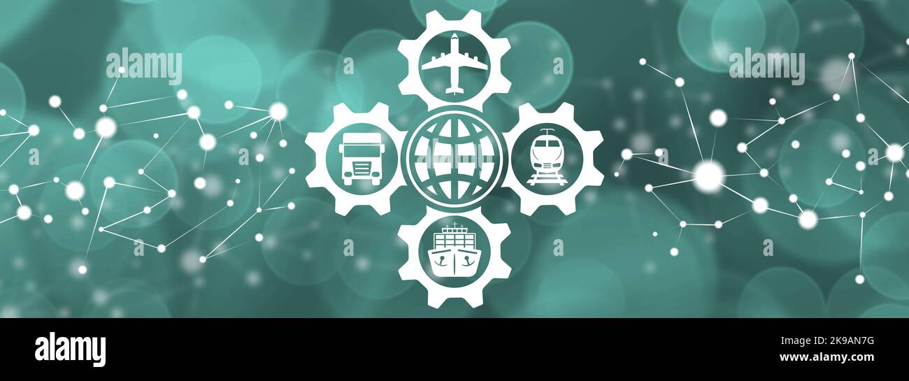 Illustration of a global transportation concept Stock Photo - Alamy