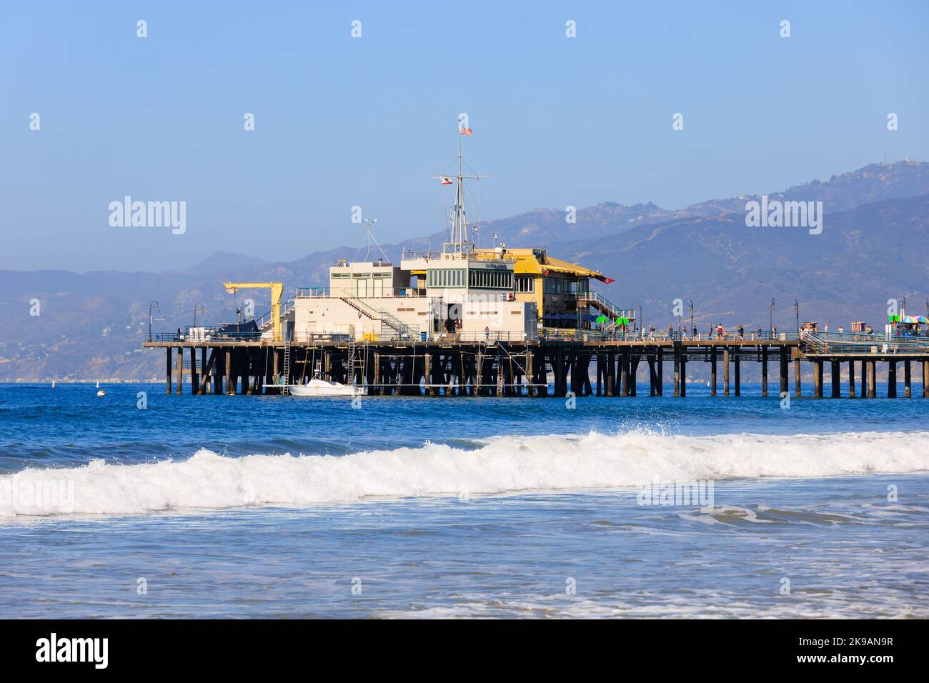 Santa Monica pier Harbor Office and Maria Sol restaurant. California ...