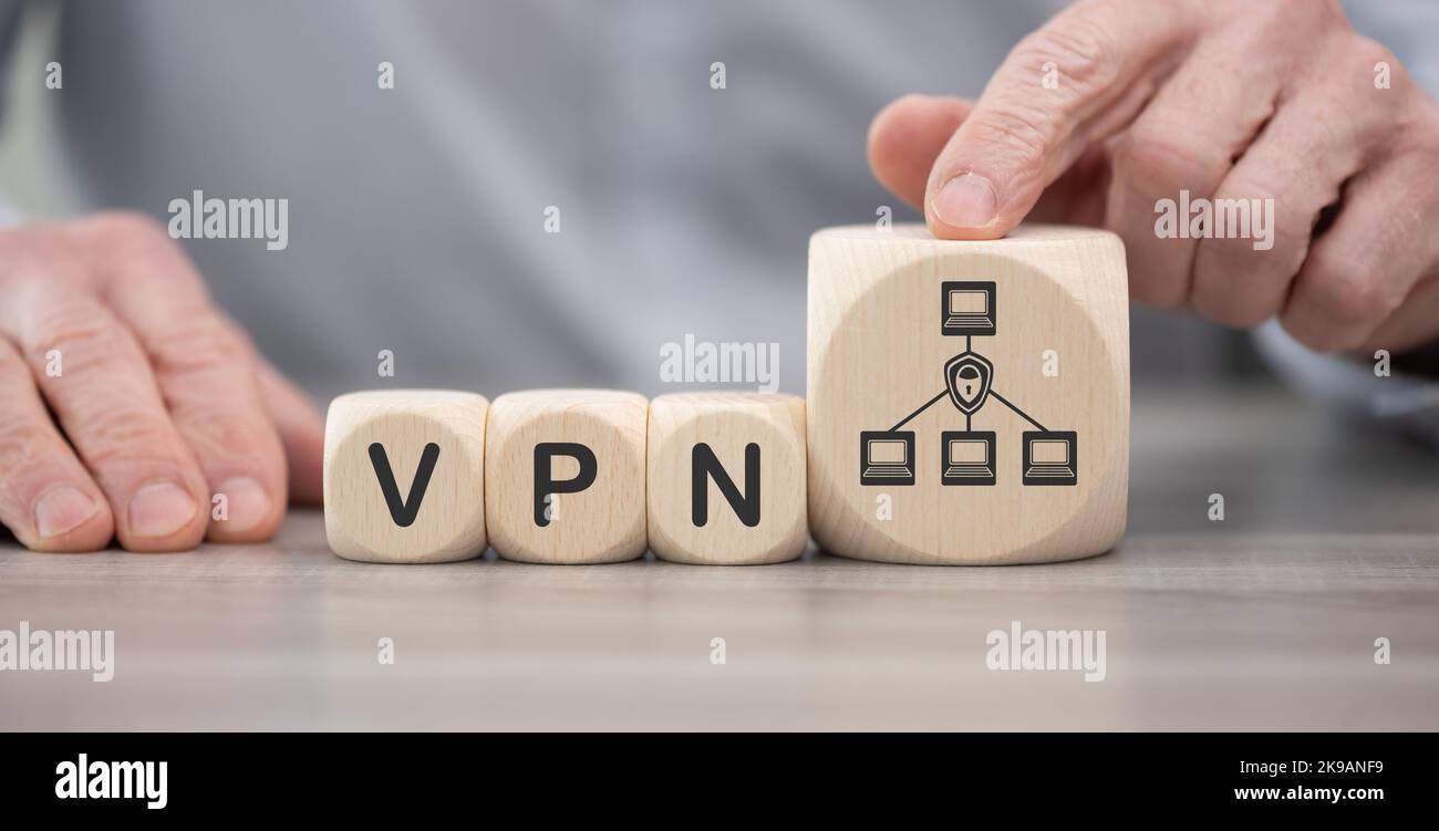 Wooden blocks with symbol of vpn concept Stock Photo - Alamy