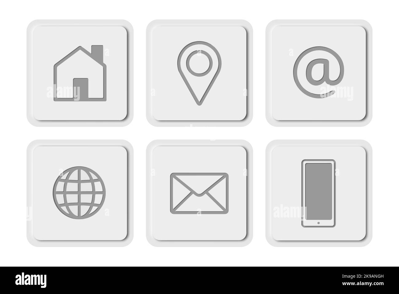 Modern Contact us business icon set. Square with rounded edges button ...
