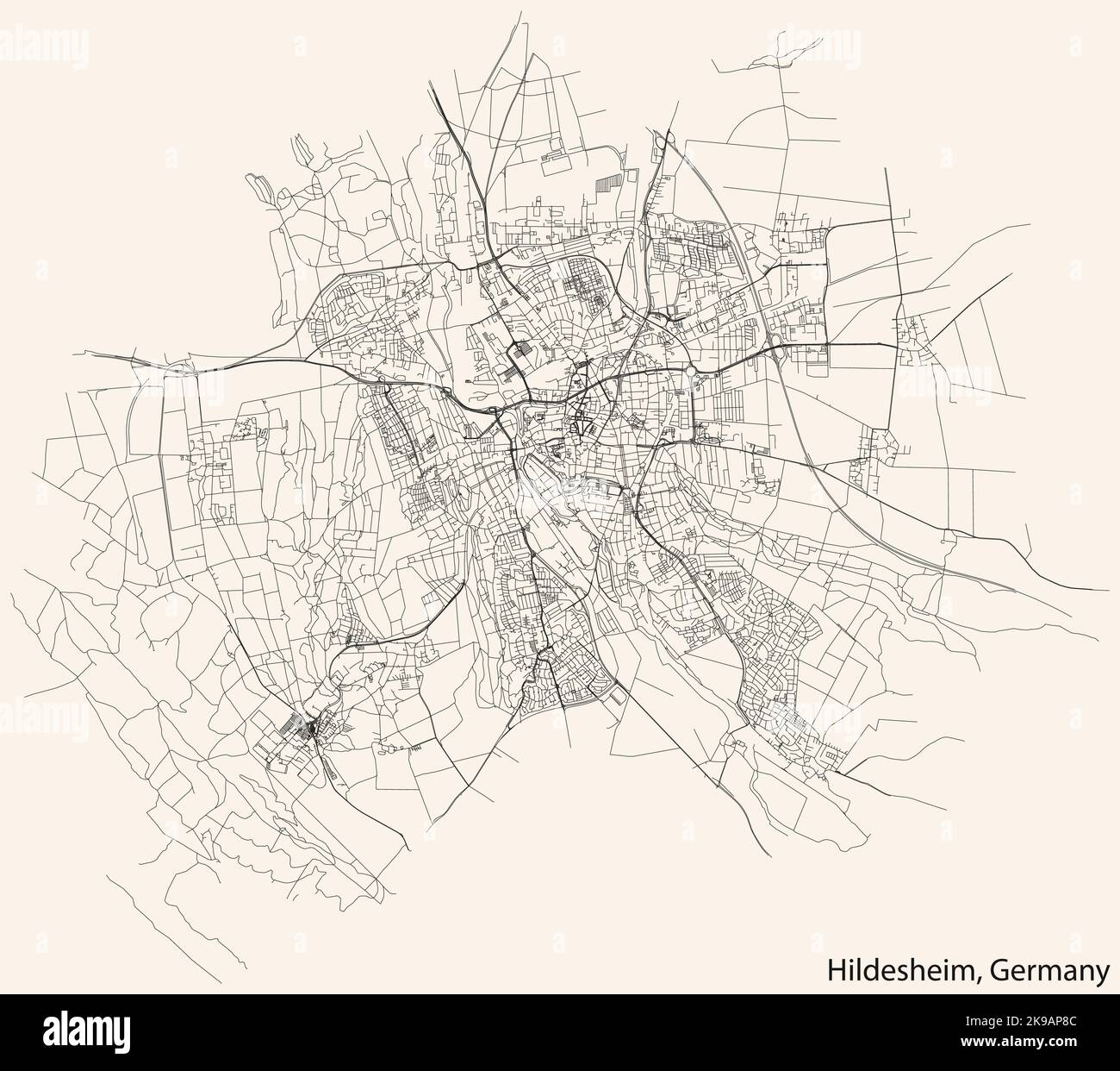 Street roads map of HILDESHEIM, GERMANY Stock Vector Image & Art - Alamy