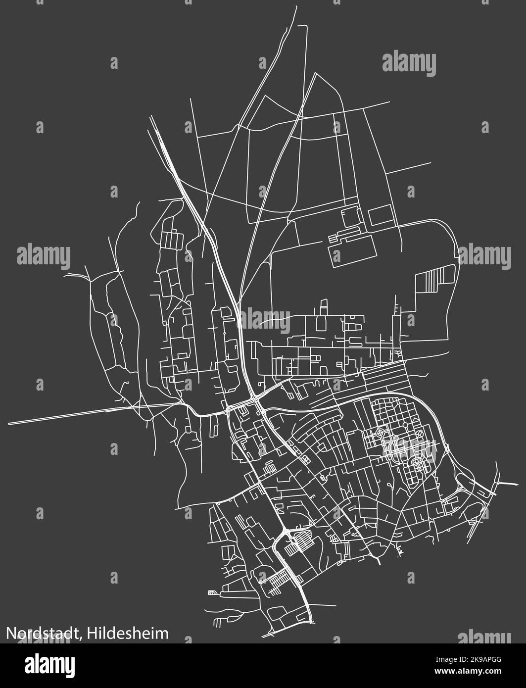 Street roads map of the NORDSTADT MUNICIPALITY, HILDESHEIM Stock Vector ...