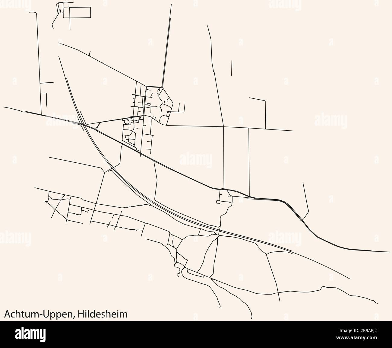 Street roads map of the ACHTUM-UPPEN MUNICIPALITY, HILDESHEIM Stock ...