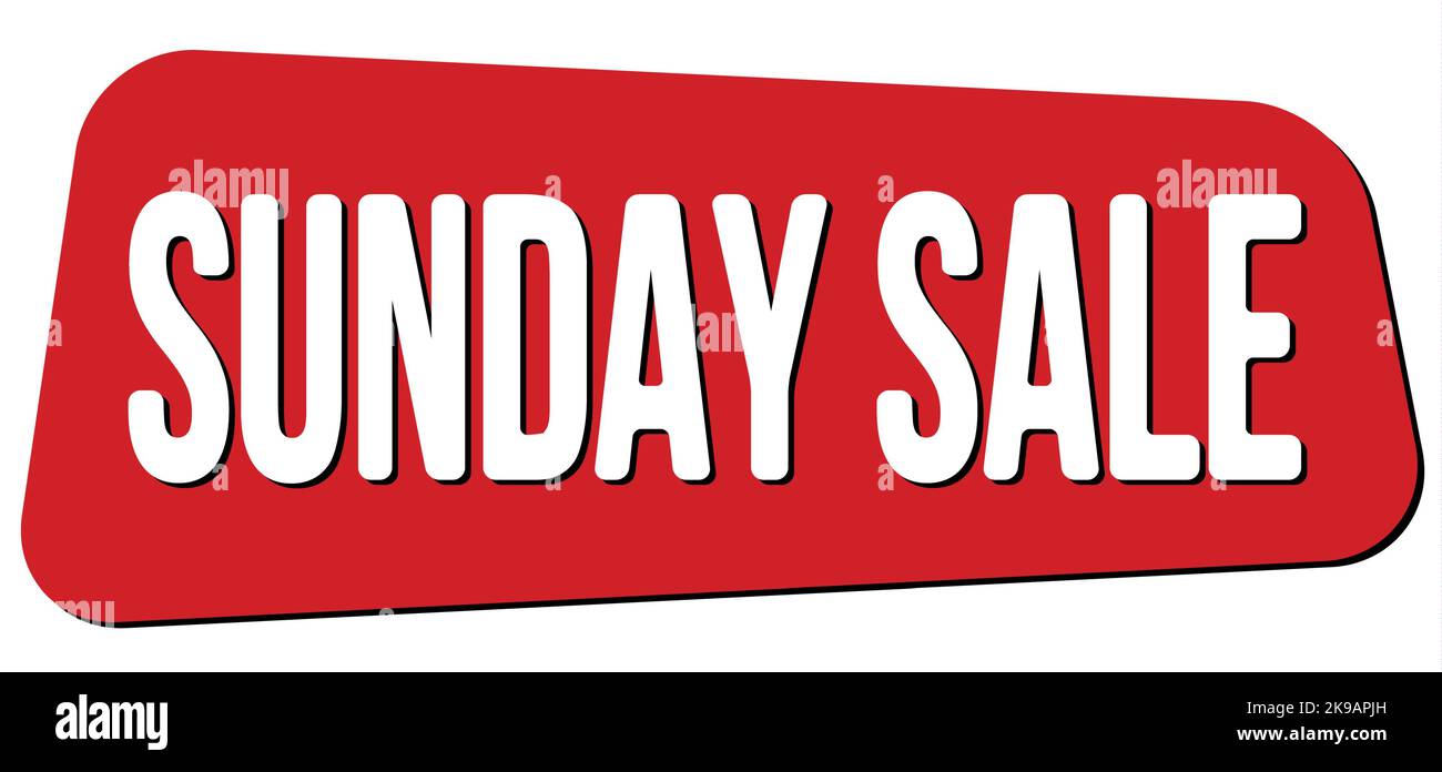 SUNDAY SALE text written on red trapeze stamp sign Stock Photo - Alamy