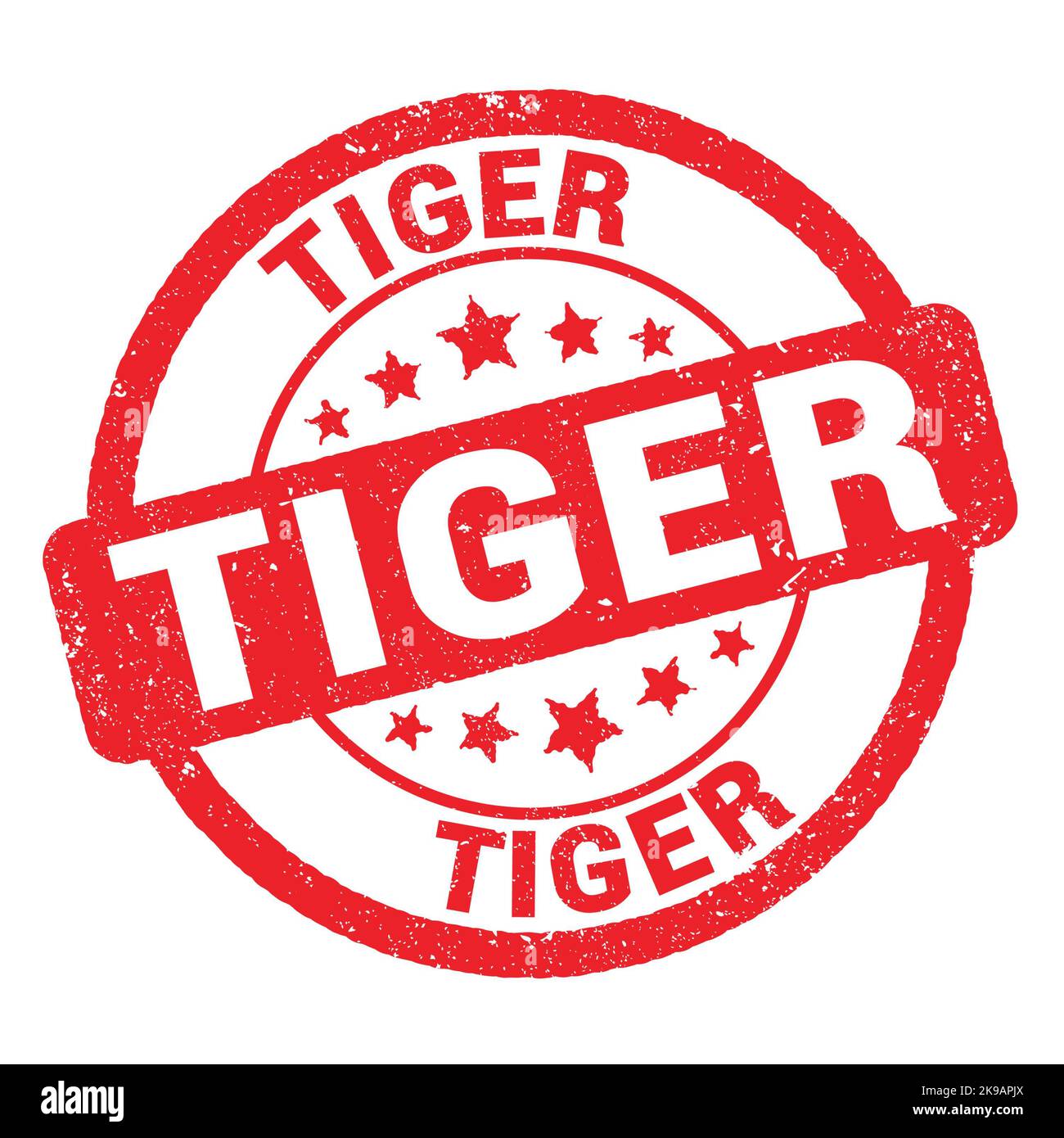 TIGER text written on red grungy stamp sign Stock Photo - Alamy