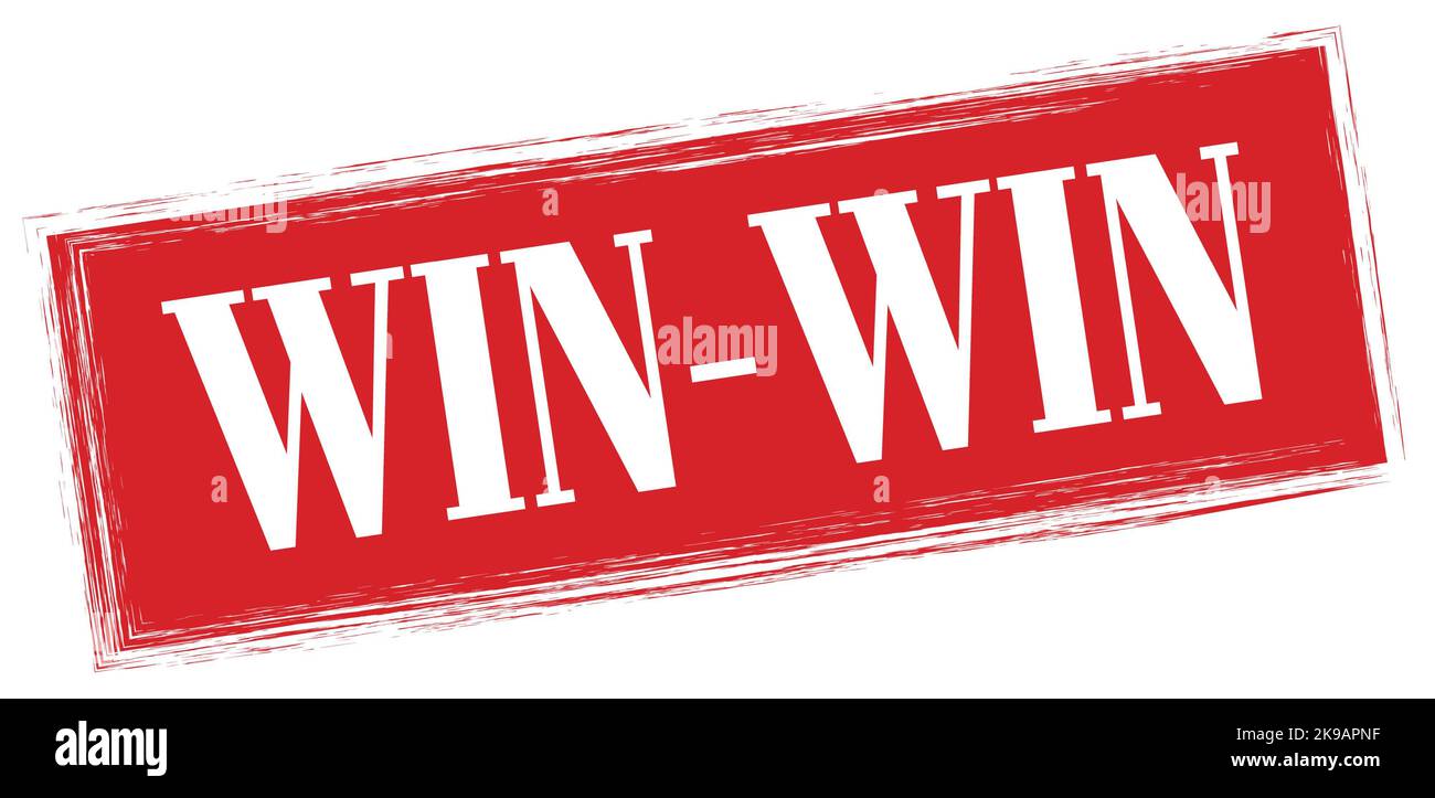 WIN-WIN text written on red rectangle stamp sign Stock Photo - Alamy