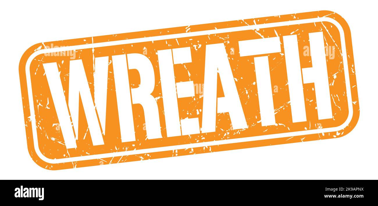 WREATH text written on orange grungy stamp sign Stock Photo - Alamy