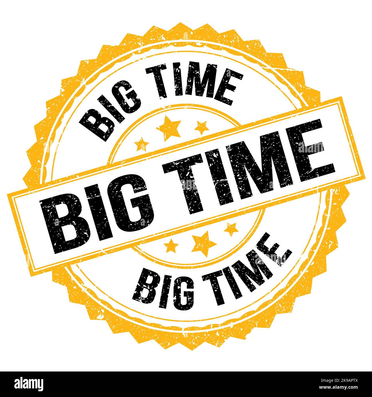 BIG TIME text written on yellow-black round stamp sign Stock Photo - Alamy